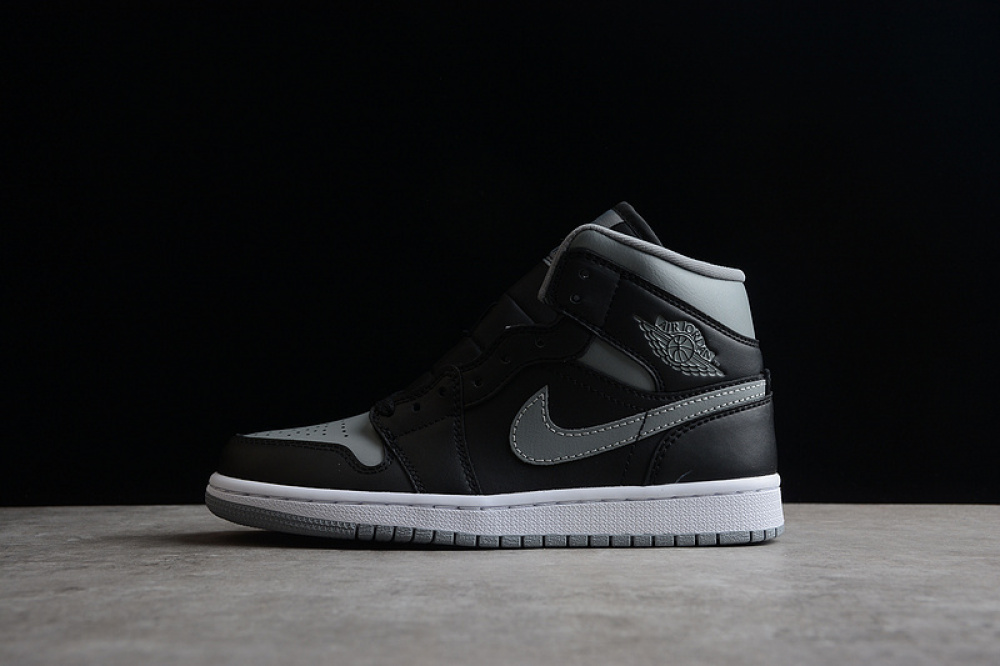 AIR JORDAN 1 MID SHADOW BLACK/PARTICLE GREY/WHITE - 3 Reis Outlet