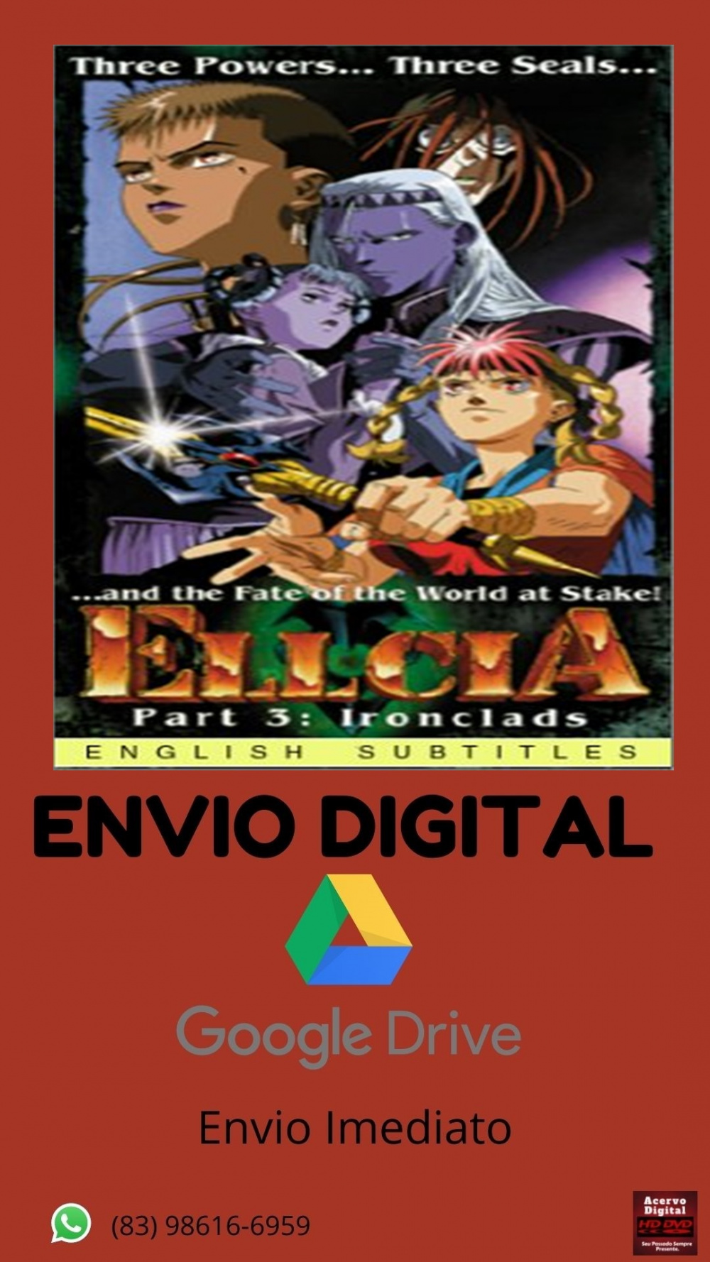 A Lenda de Ellcia (1993) 04 Ovas Dublados - Acervo Digital Dvds