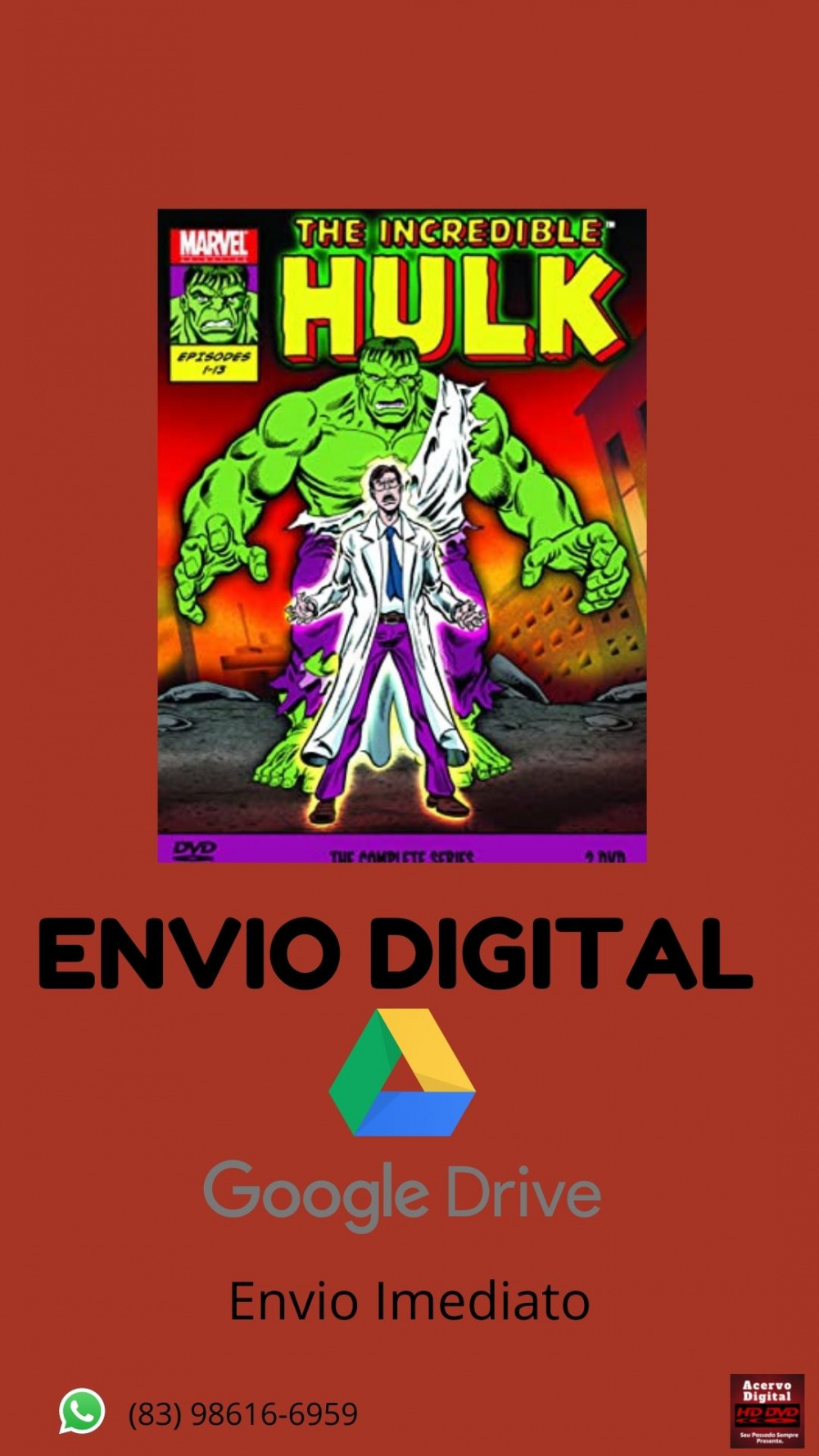 O Incrivel Hulk (1966) 9 Eps - Acervo Digital Dvds