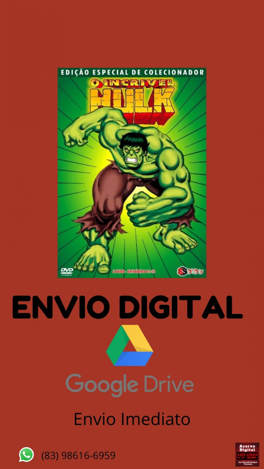 O Incrivel Hulk (1982) Completo 13 Eps - Acervo Digital Dvds