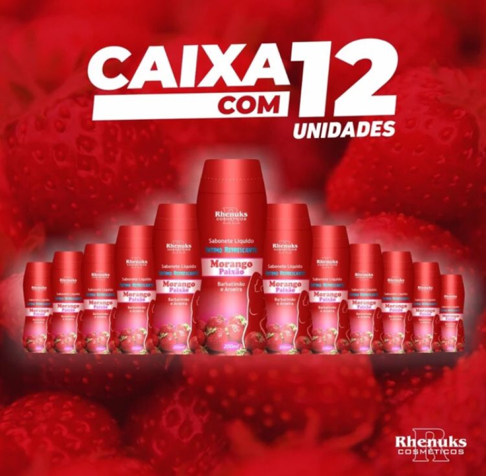 SABONETE INTIMO SABOR MORANGO PAIXÃO RHENUKS KIT 12 UNIDADES ORIGINAL ...