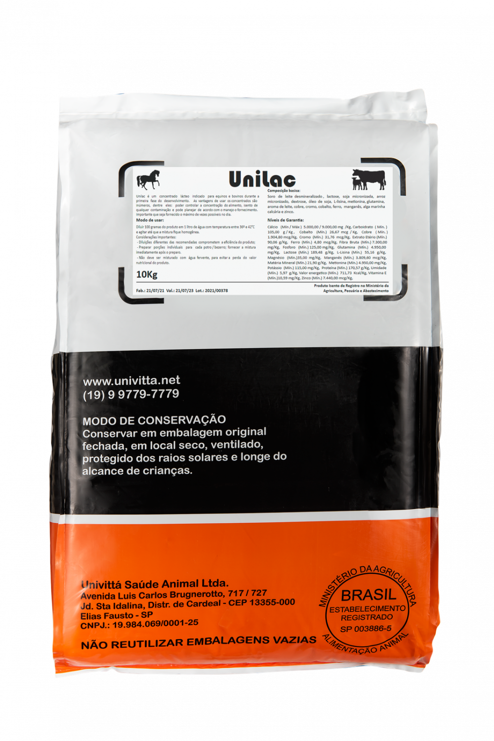 UNILAC Concentrado Lácteo para Equinos e Bovinos - 5kg - Agroexpress