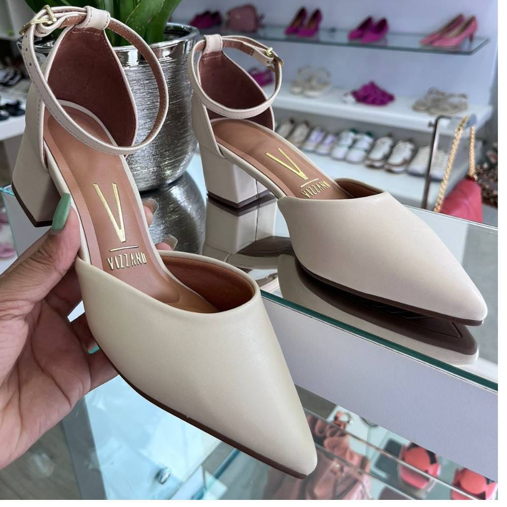 Sapato Vizzano Salto Baixo 1220.317 Creme - AHAZO