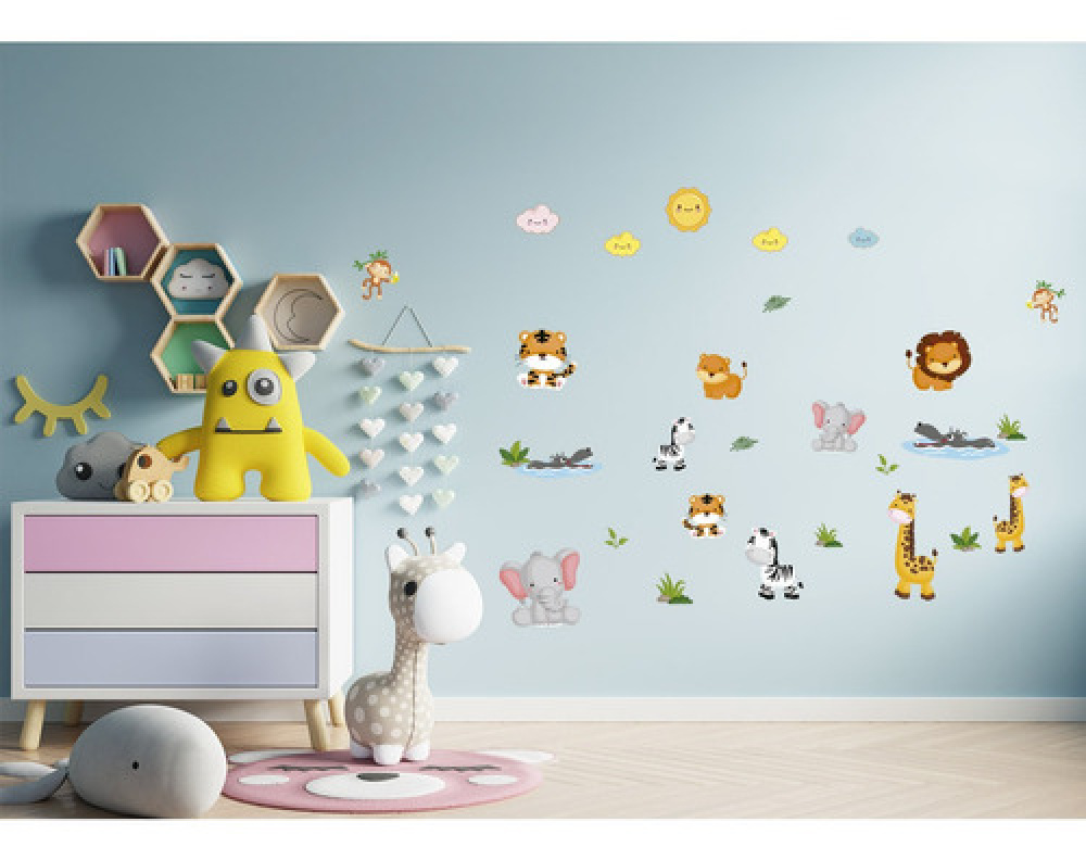 Kit de 40 Adesivo de Parede - Bichos Divertidos - Grande - Akikola