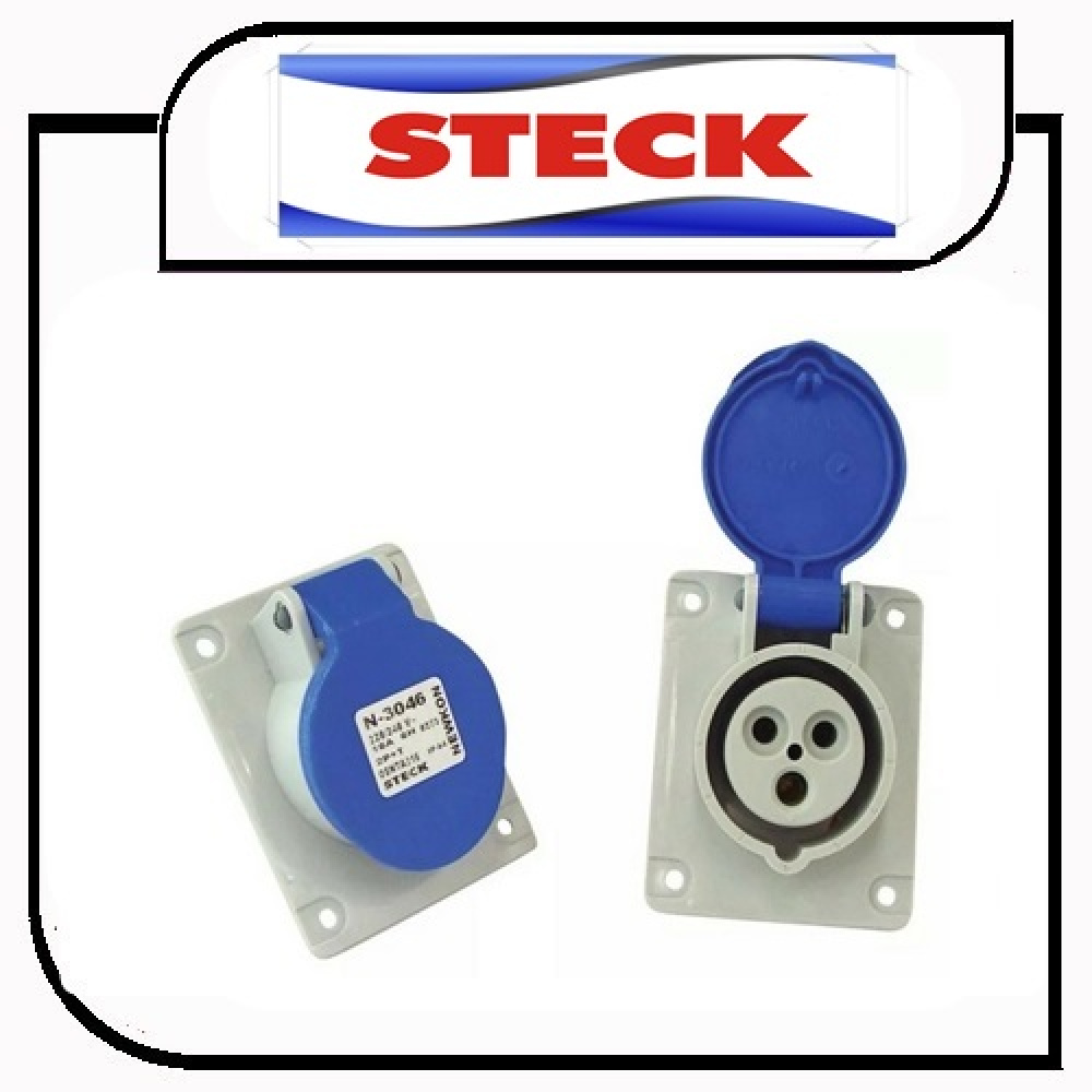 Tomada De Embutir 2p+T 16a 220v Azul S3046 Steck - Alex Sound