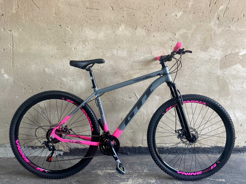 Bicicleta Aro 29X19 (G) - Roma - Cinza/Rosa - GTI - 3x7v - 21 Velocidades - Freio a Disco ...