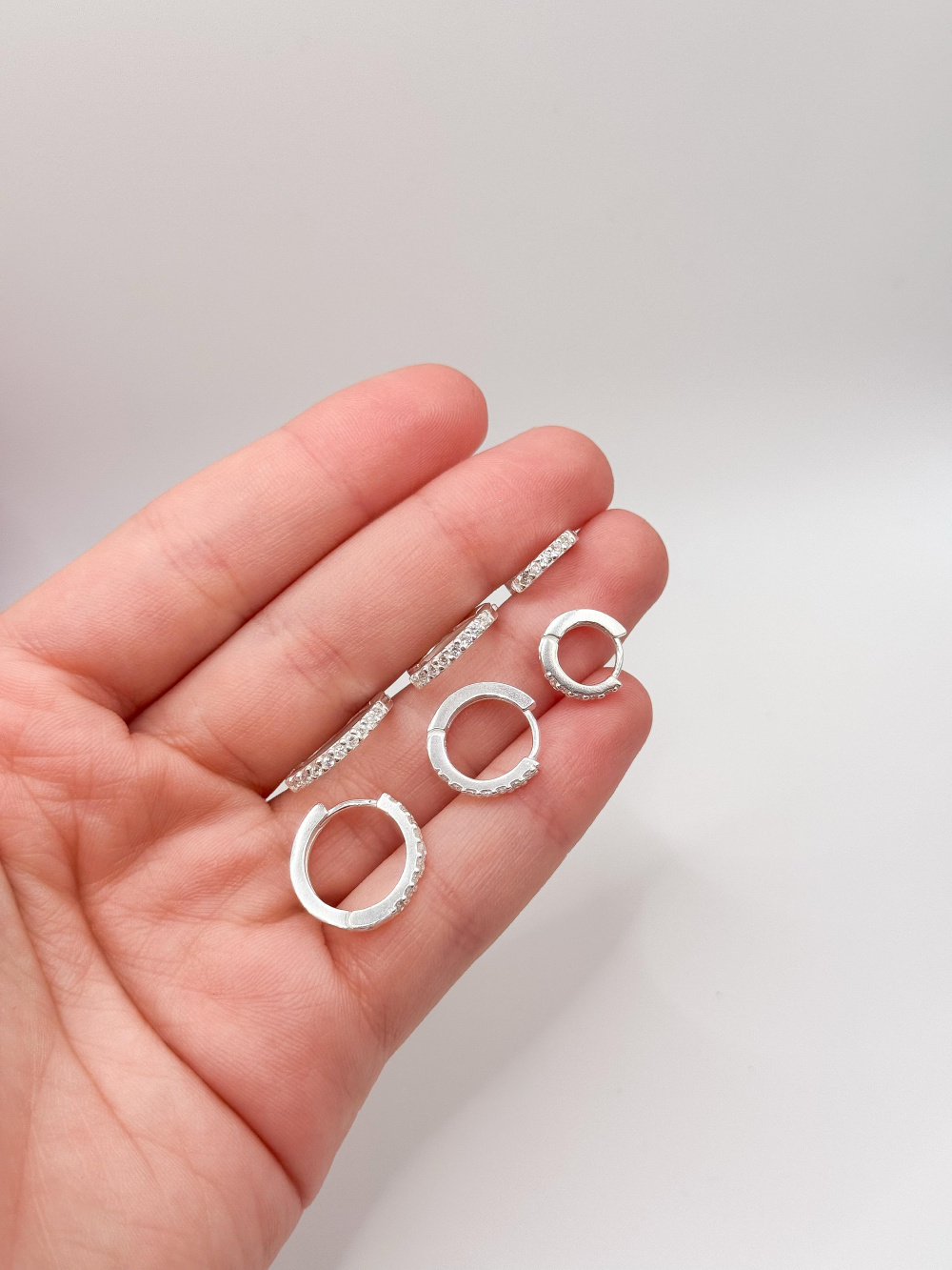 Brinco Kit Trio de Argolas Cravejadas | Prata 925 - Amanda Lygia Pratas