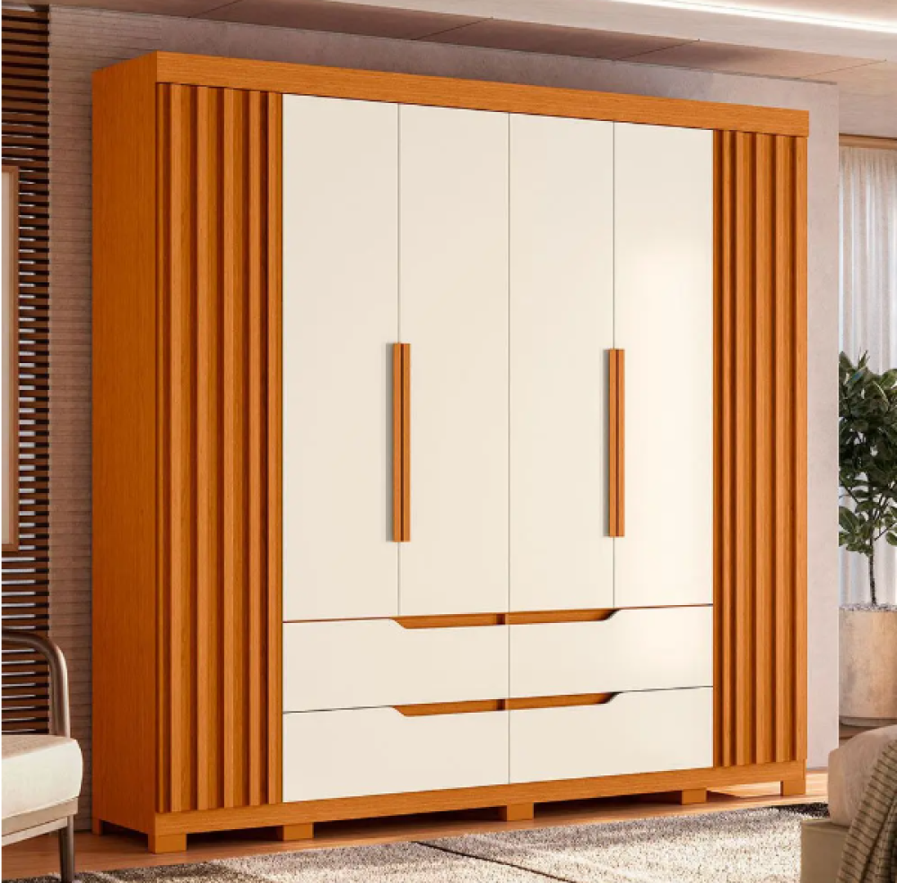 GUARDA ROUPA DOBLE CASAL CINAMOMO OFF WHITE ALBATROZ - A MOVELAR