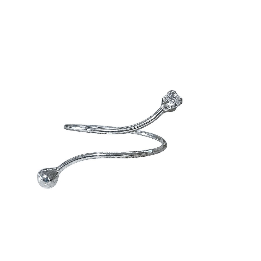 Anel de Prata 925 Regulável Bolinha e Ponto de Luz - Aneluz Joias