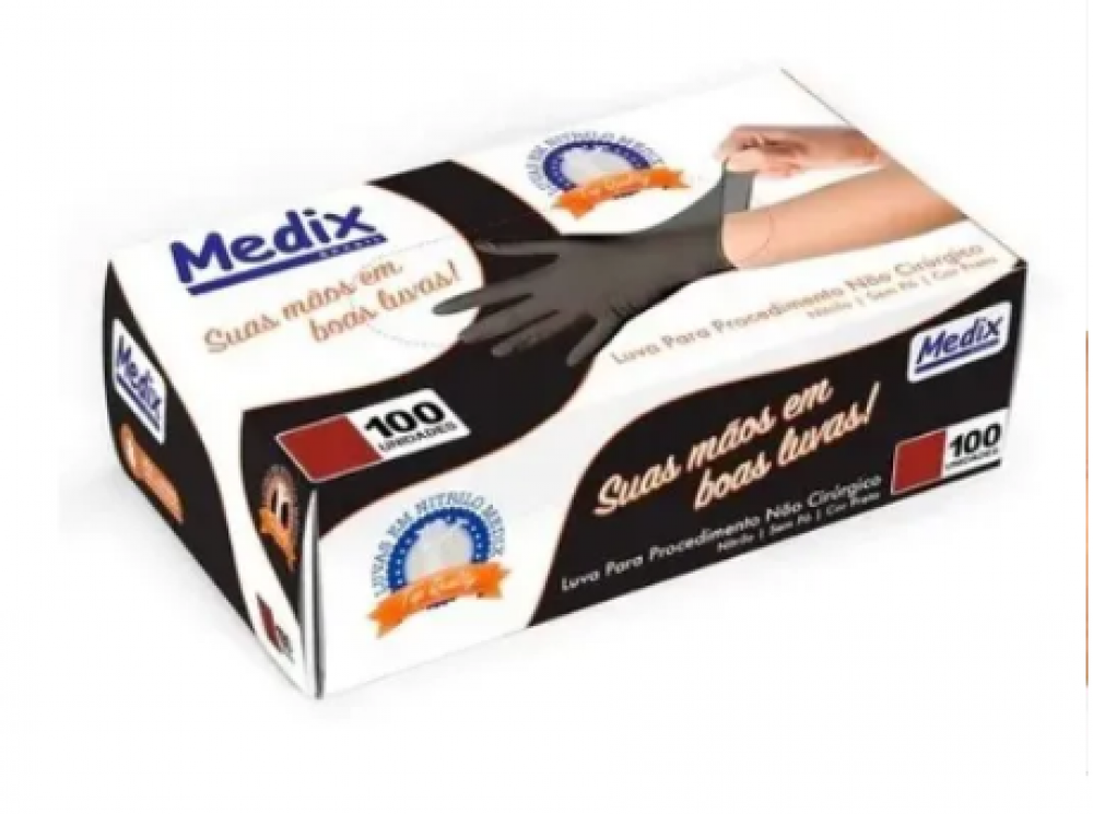 370885 - Luva para procedimento não cirurgico nitrilo sem pó cor preta ...