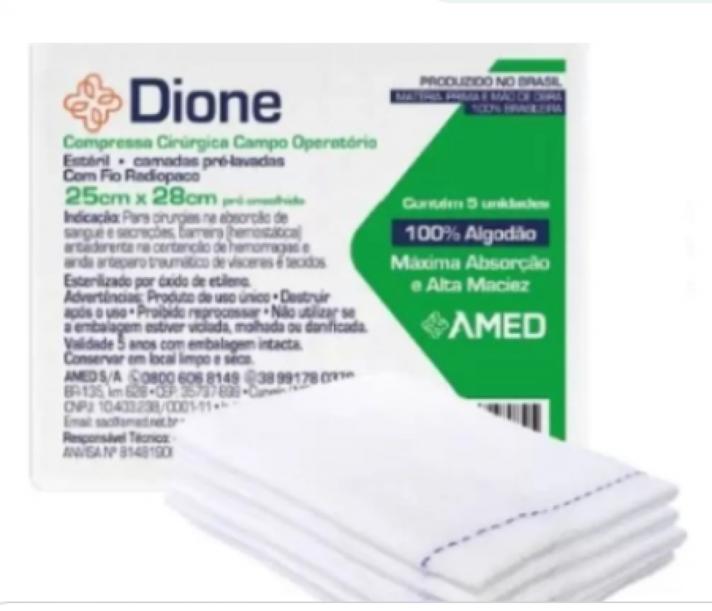 Compressa cirurgica, campo operatório 100% algodão 25cm x 28cm pc- c ...