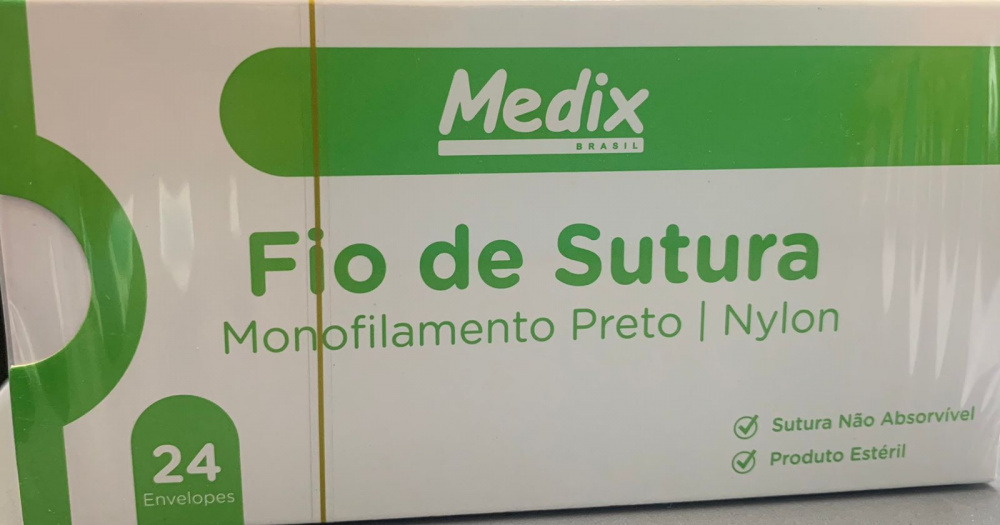 Fio de sutura 0 - Monofilamento Preto - Nylon - caixa com 24 unidades - Apoio Produtos Médicos