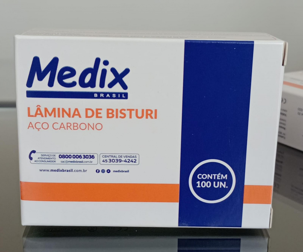 Lâmina de bisturi, aço carbono N°24 Caixa com 100 unidades - Medix ...