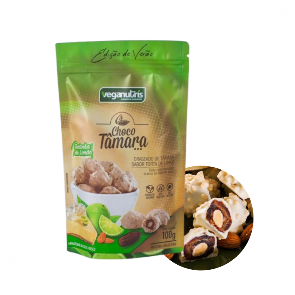 BOMBOM VEGANO DE TÂMARA SABOR TORTINHA DE LIMÃO CHOCOTÂMARA VEGANUTRIS ...
