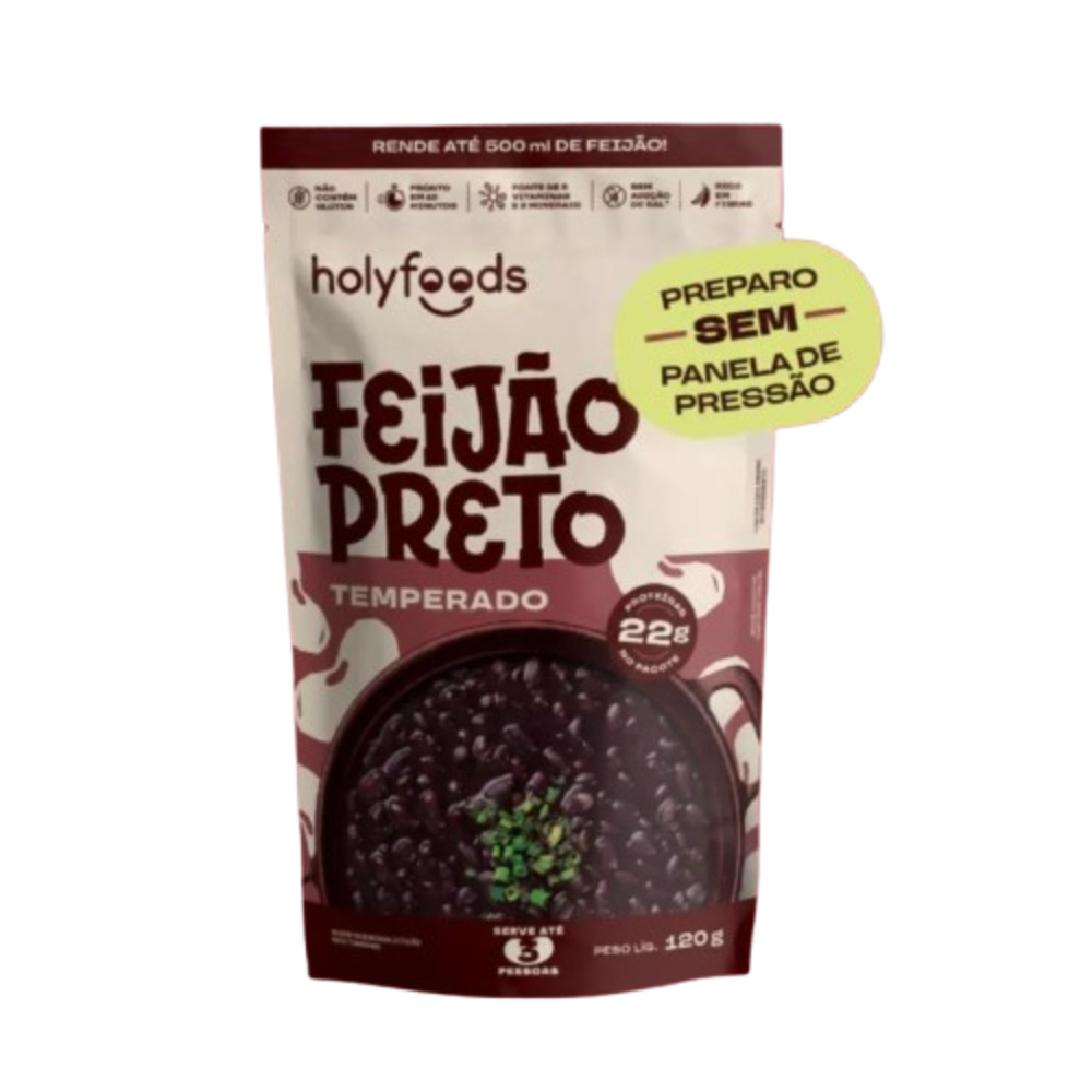FEIJÃO PRETO TEMPERADO HOLYFOODS 120G - Armazém Sem