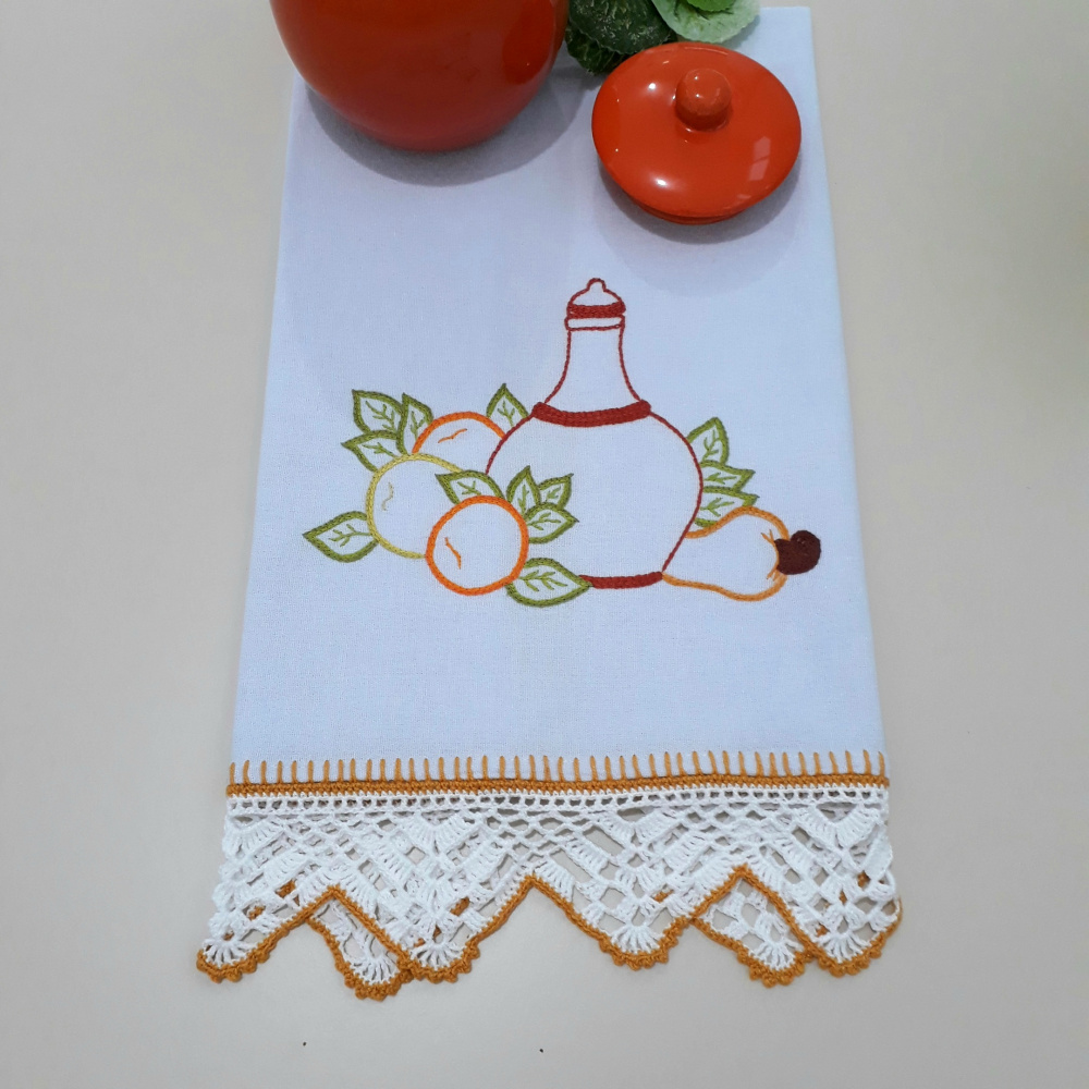 Pano de Copa Bordado a Mão Luxo - Moringa - Artesane