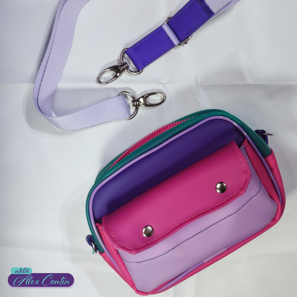 Bolsa de Ombro Artesanal em Silicone Roxa, Pink, Turquesa e Lilás ...