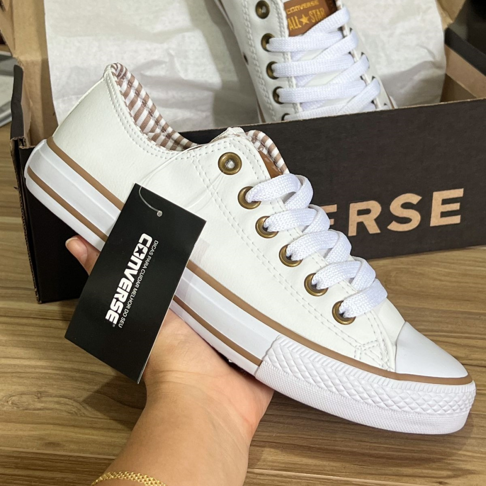 Tênis All Star Edição Limitada Couro Branco Caramelo - Star Shoes Brazil