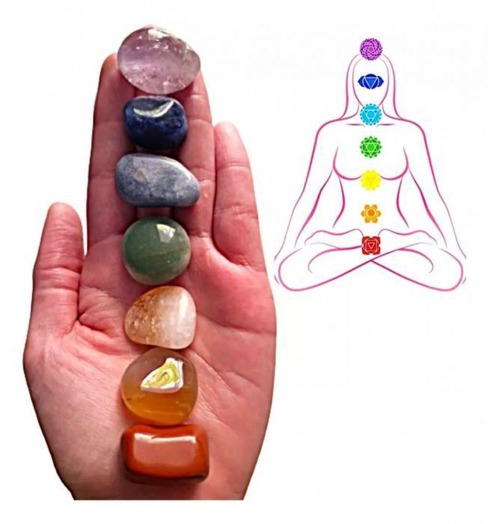 Kit 7 chakras pedras roladas p - Aura loja Esotérica