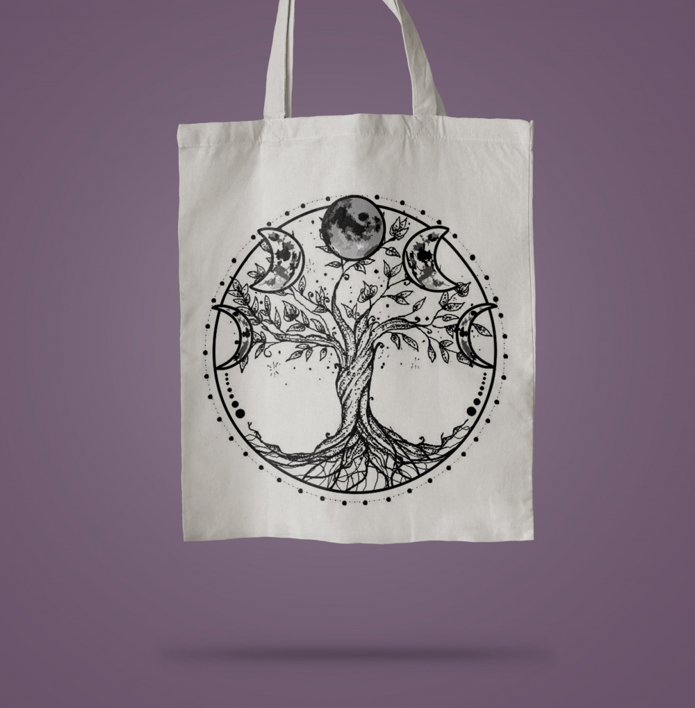 Bolsa Sacola Ecobag Ecológica árvore da vida fases da lua - Avalon Loja