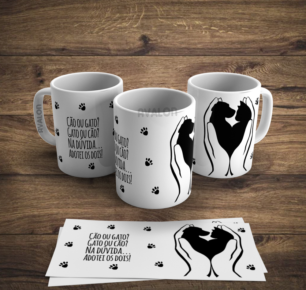 Caneca Cão ou gato - Adote os dois! - Avalon Loja