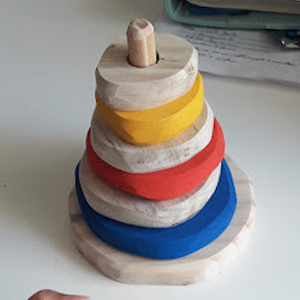 Torre de Empilhar em Madeira Educativa Brinquedo Sensorial para Bebê ...