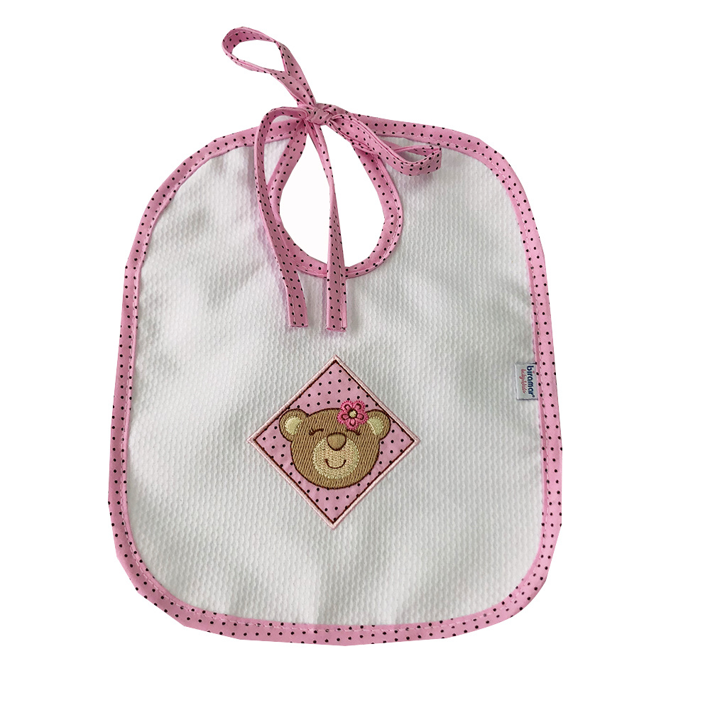Babador para Bebê Branco com Rosa Poá Marrom Urso Chocolate - Baby ...
