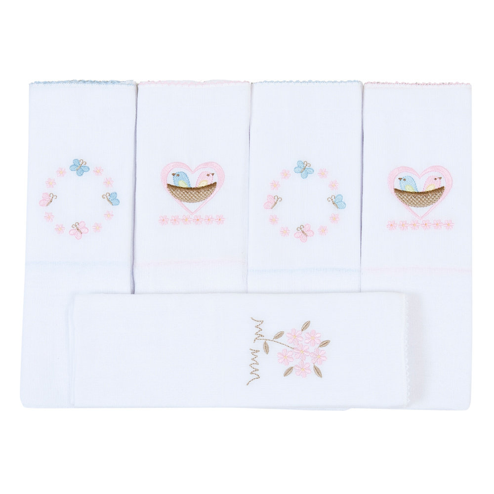 Conjunto 5 Fraldas para Bebê Cremer Luxo Amor Perfeito Rosa - Baby ...