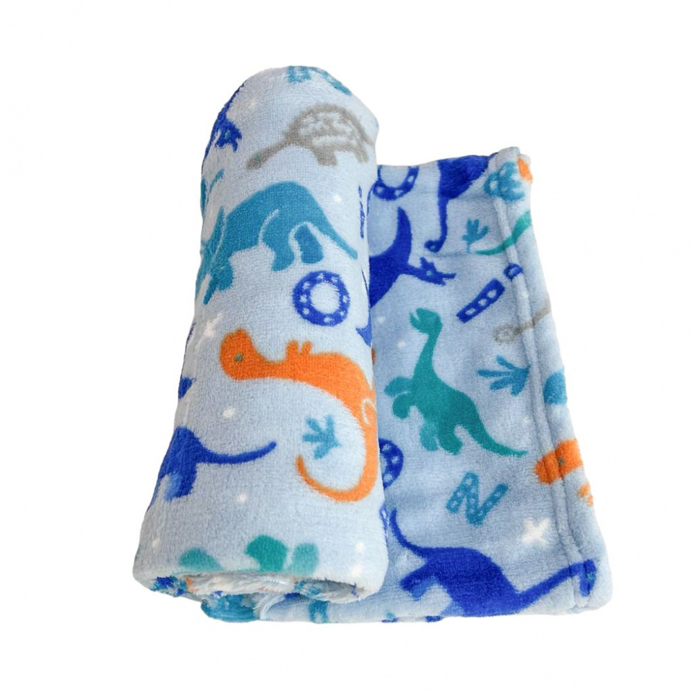 Manta Baby Love para Bebê 100% Poliéster Dinossauros Azul - Baby ...