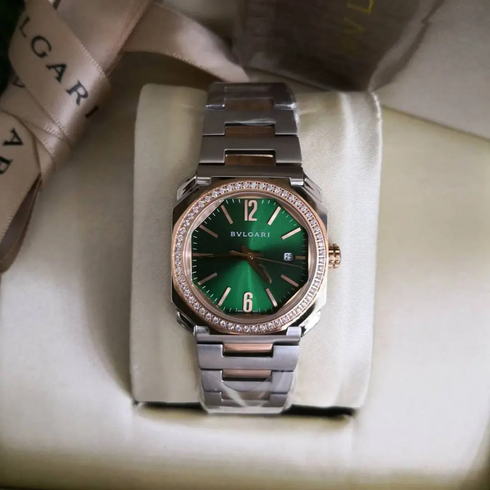 Relógio Bvlgari Octo Cravejado / verde - Atacadão Dos Relógios