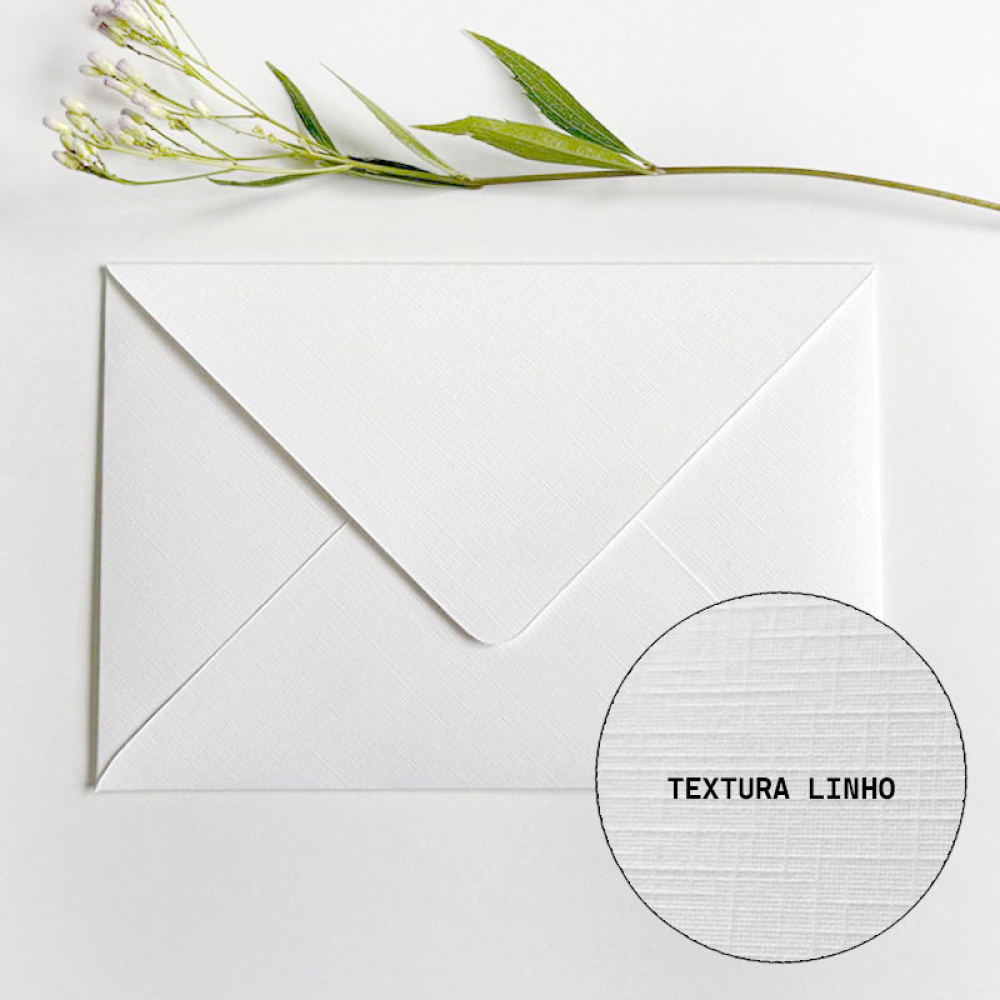 Envelope Horizontal Carta 15 x 21 cm Linho Branco 240g - Bem Criativo