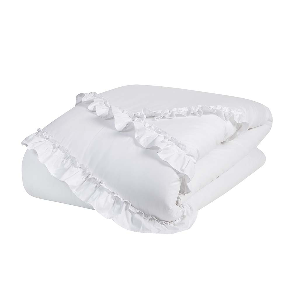 Edredom Queen Dupla Face Percal 180 Fios Lisy com Babados Branco - Beni ...