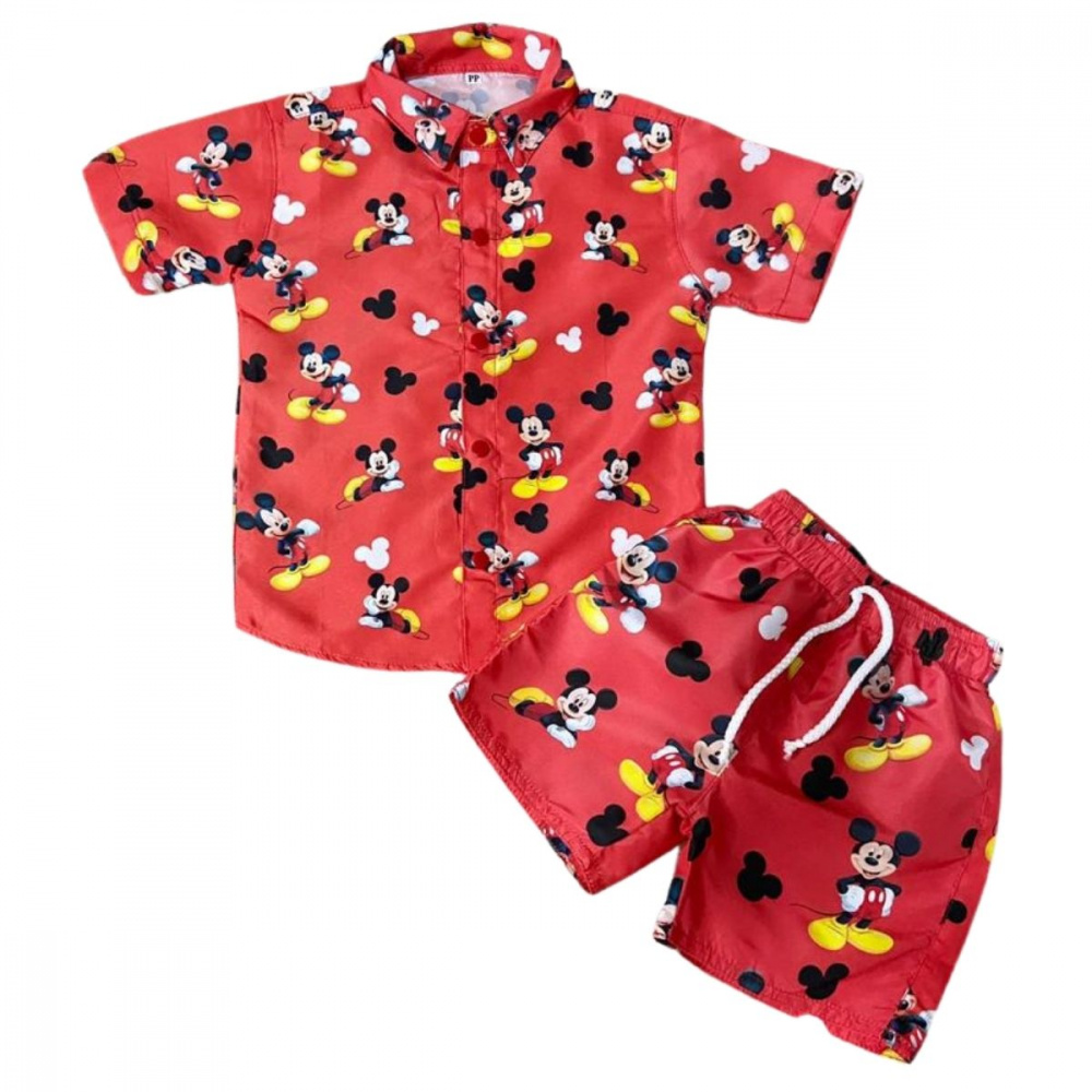 Conjunto Mauricinho Ratinho Mouse Vermelho - Camisa E Bermuda - Bento e ...