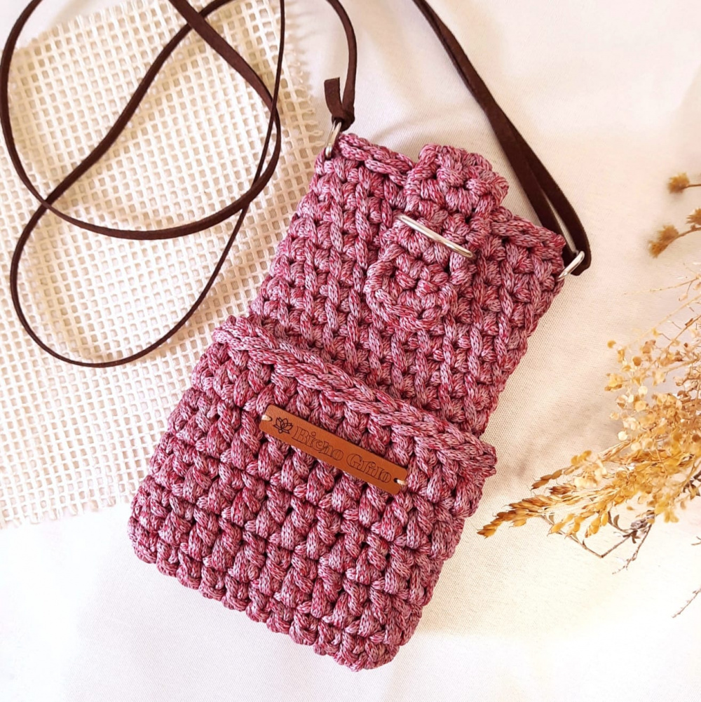 Bolsa Luna Porta Celular Fio Náutico - Bicho Grilo Crochê