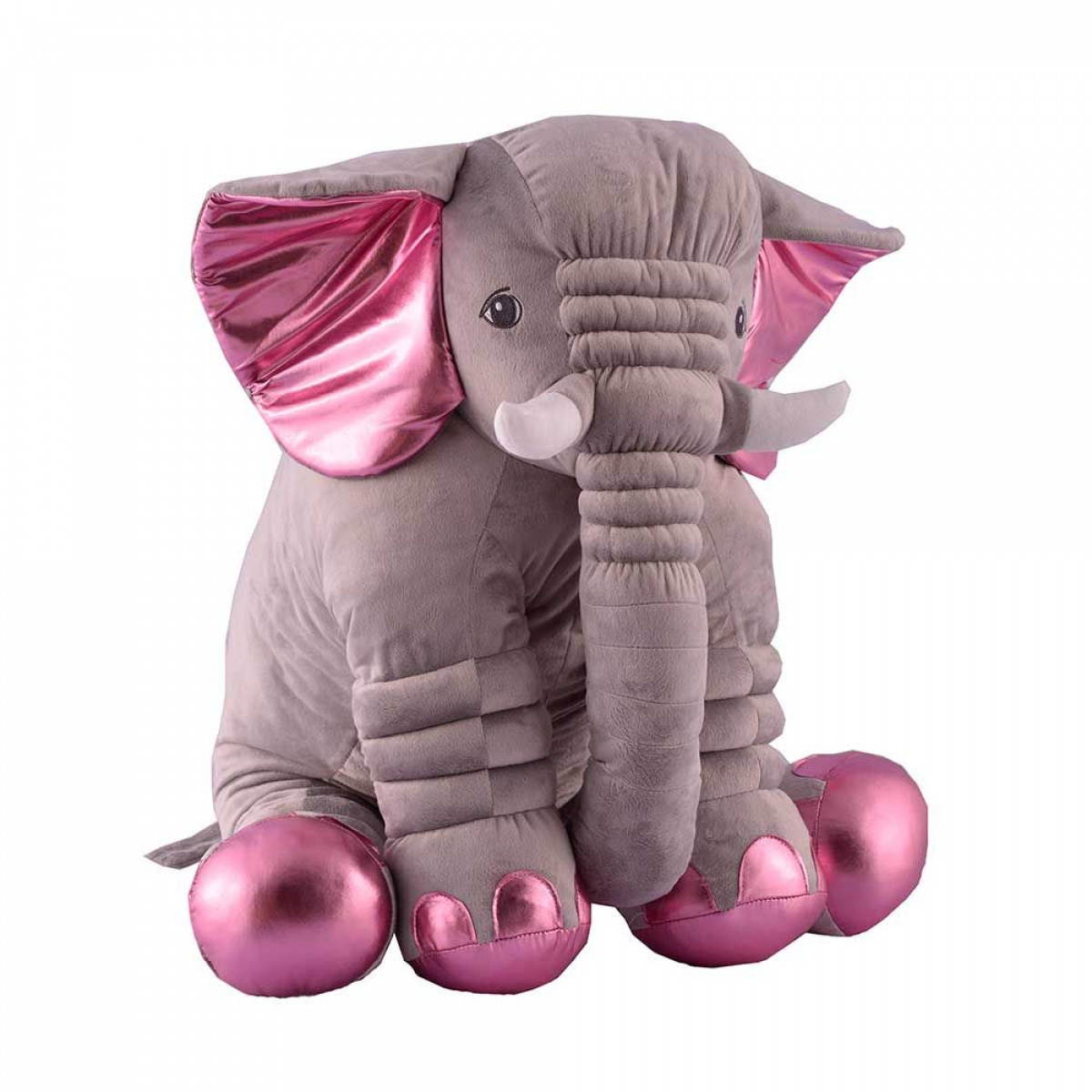 Almofada Travesseiro Elefante Pelúcia Cinza C/ Rosa 80cm - Bicho ... Almofada Travesseiro Elefante Pelúcia Cinza C/ Rosa 80cm - Bicho ...