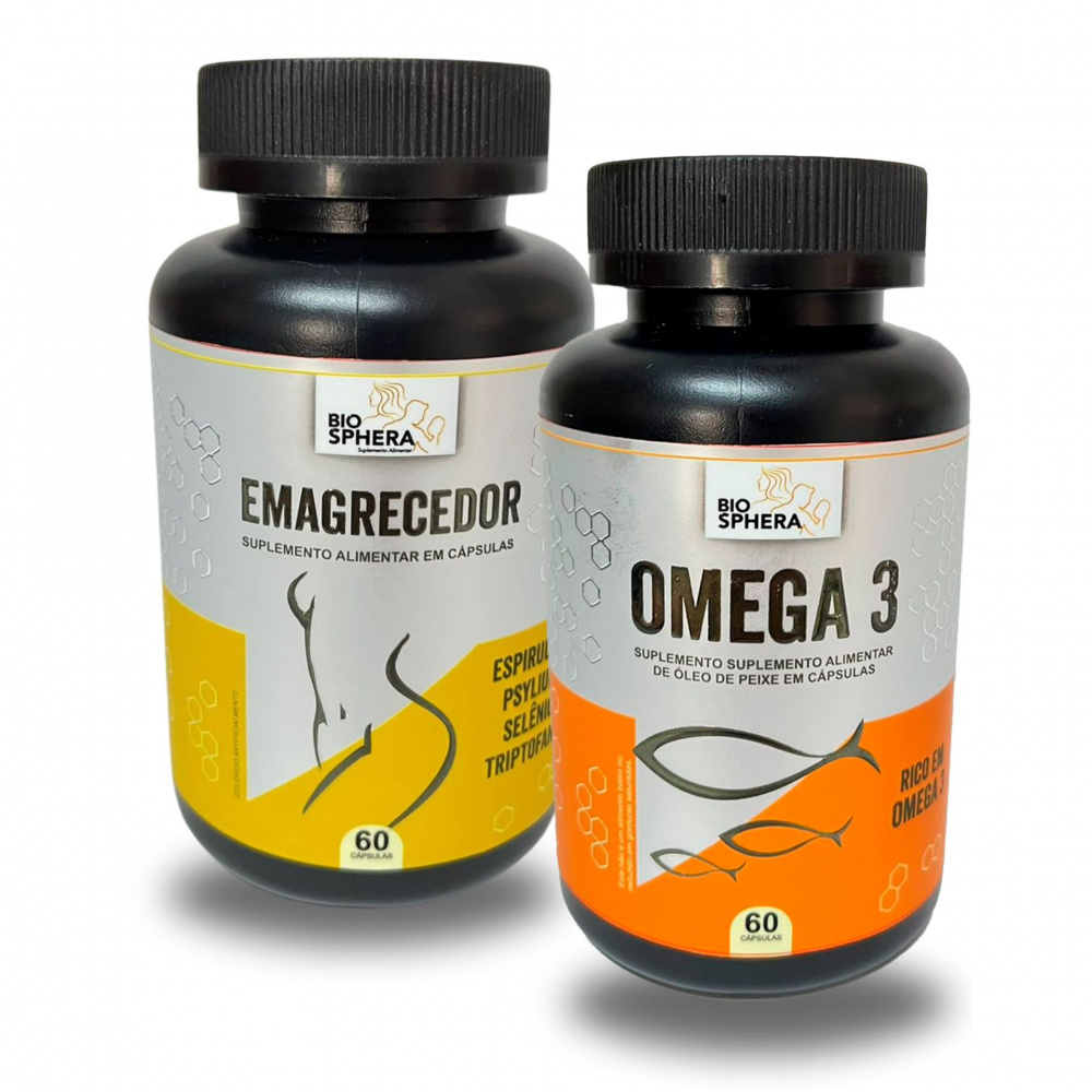 Kit Emagrecedor - 60 cápsulas + Ômega 3 - 60 cápsulas - Psyllium, DHA ...