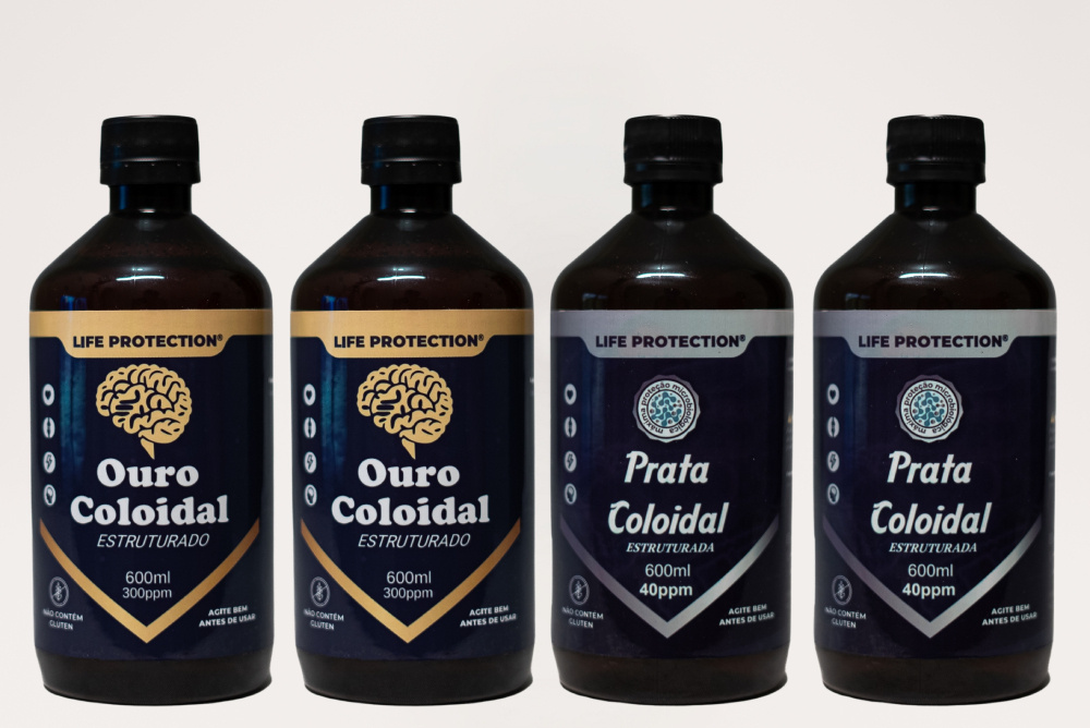 KIT - Ouro Coloidal 2UN + Prata Coloidal 2UN - 600ml - 1 Prata Grátis ...
