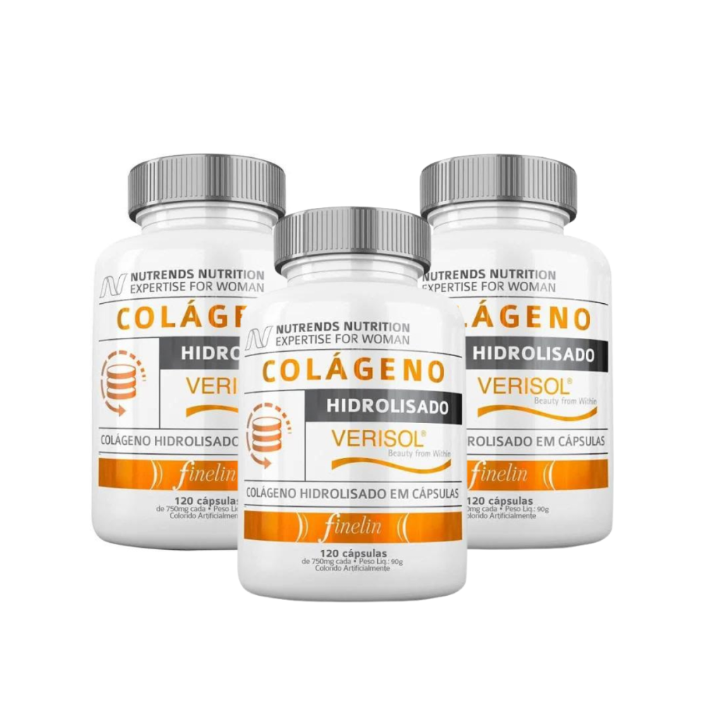 Colágeno Hidrolisado Verisol 120 cápsulas Nutrends - Kit 03 Unidades ...