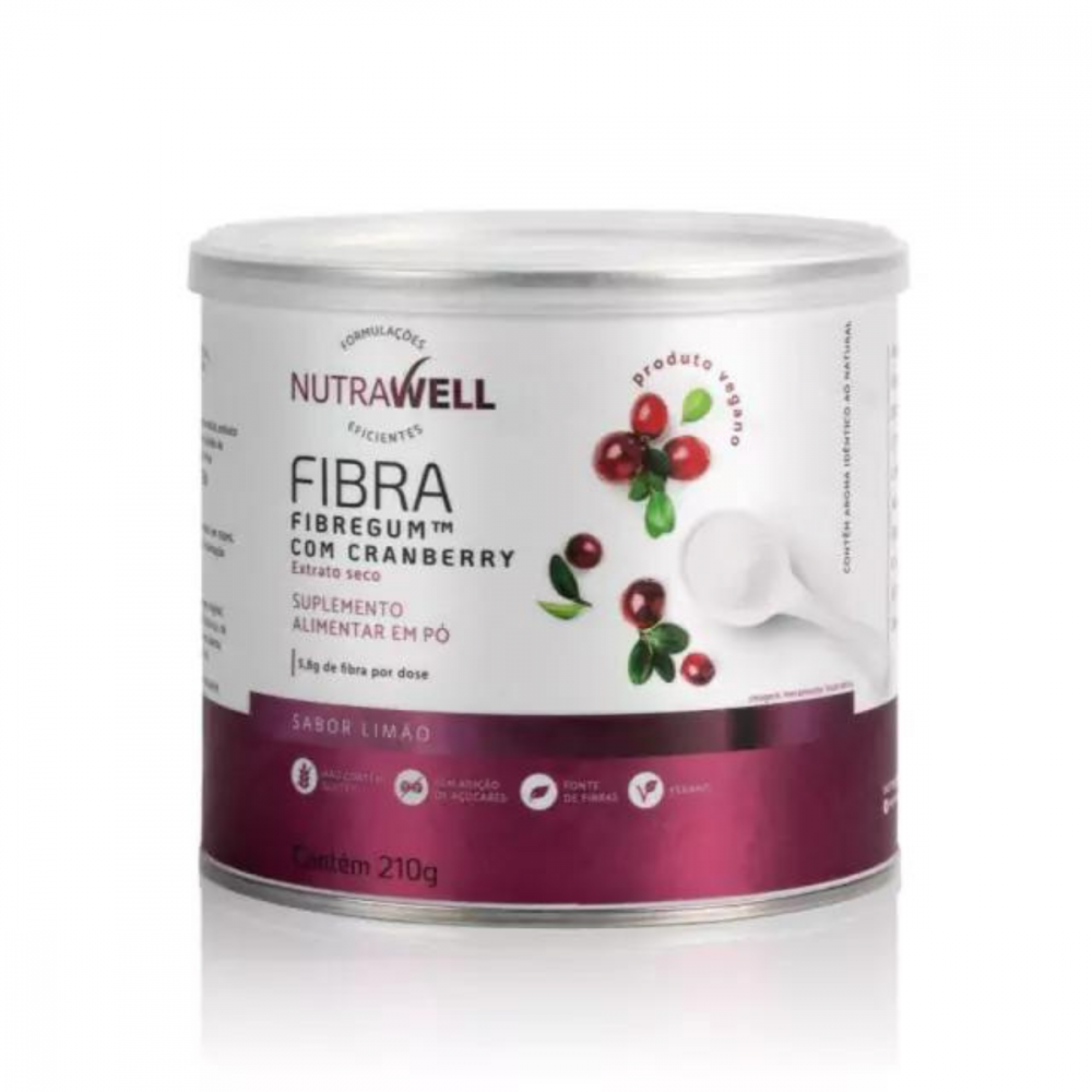 Fibra Fibregum Cranberry 100% Vegetal Nutrawell 210g - Loja BMD