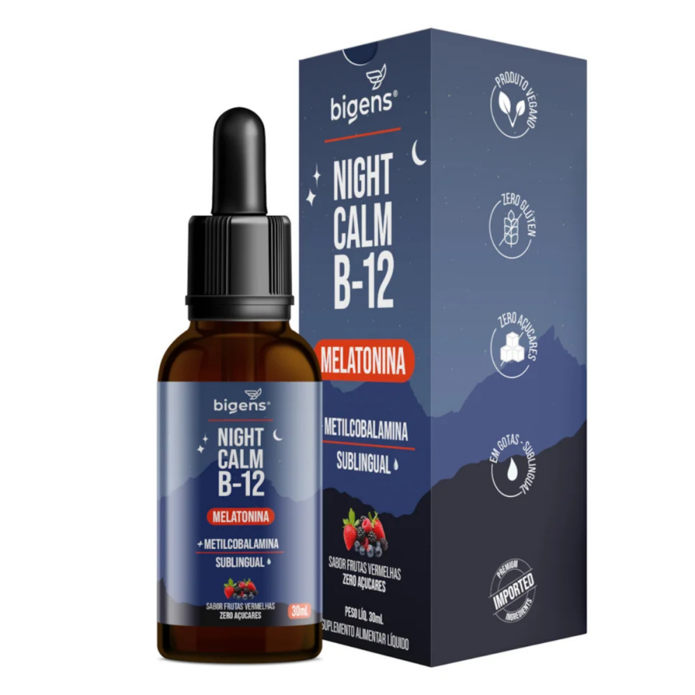 Melatonina Night Calm B12 Bigens Frutas Vermelhas 30ml - Loja BMD