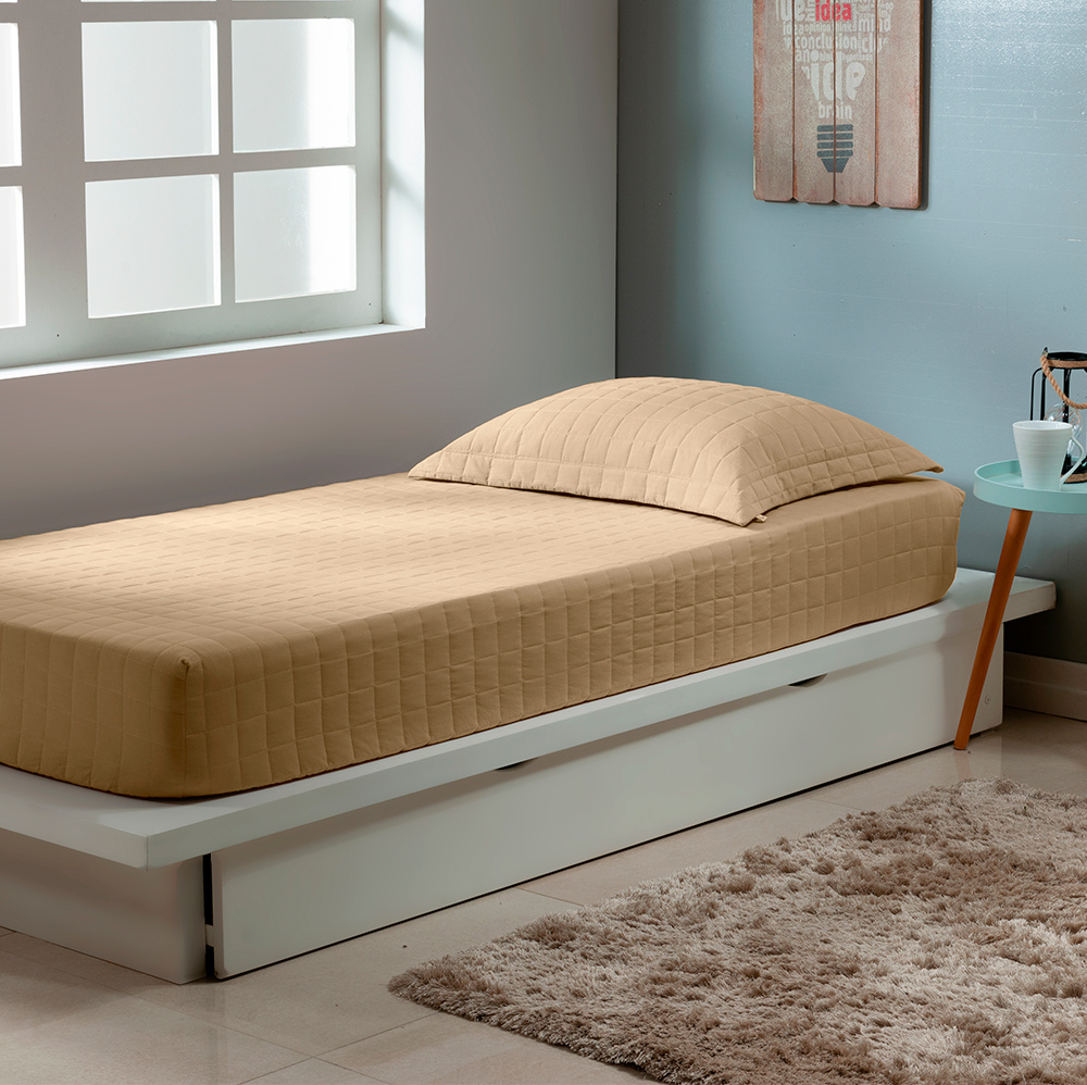 Colcha Solteiro Slip 200 Fios 100% Algodão Zapt Zum 02 Peças - Bege ...