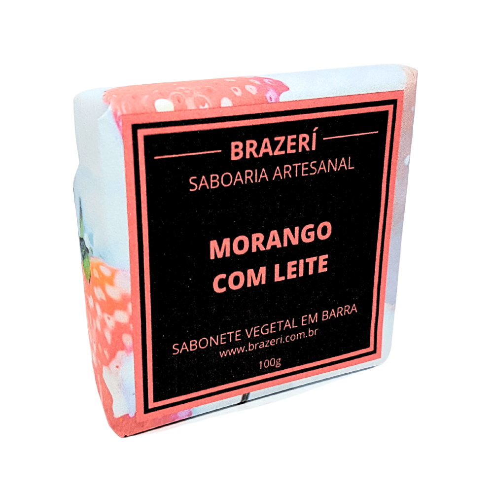 Sabonete Artesanal de Morango com Leite - Brazerí Saboaria Artesanal