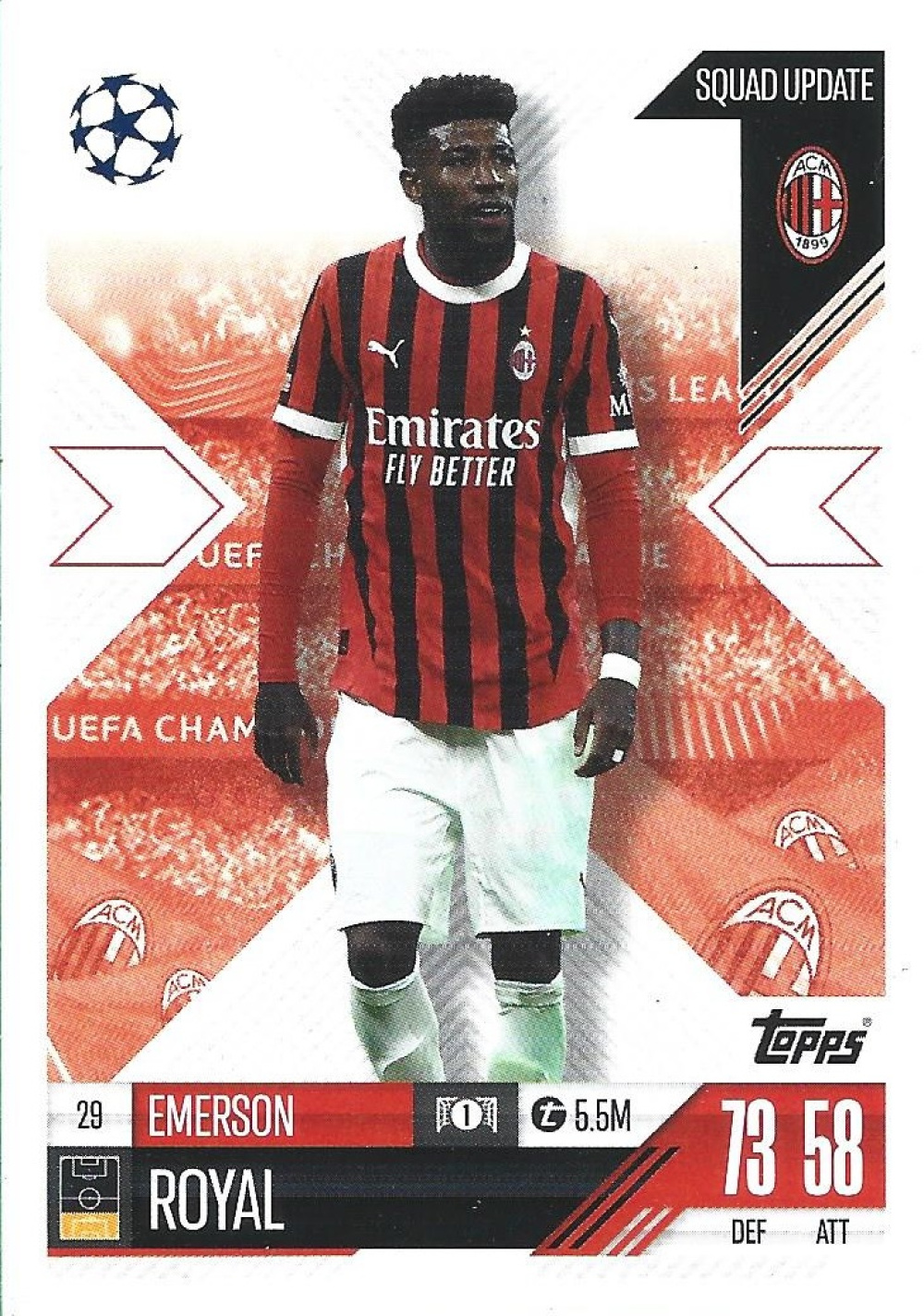 029 - AC Milan - Emerson Royal - Squad Update - Brazil Stickers
