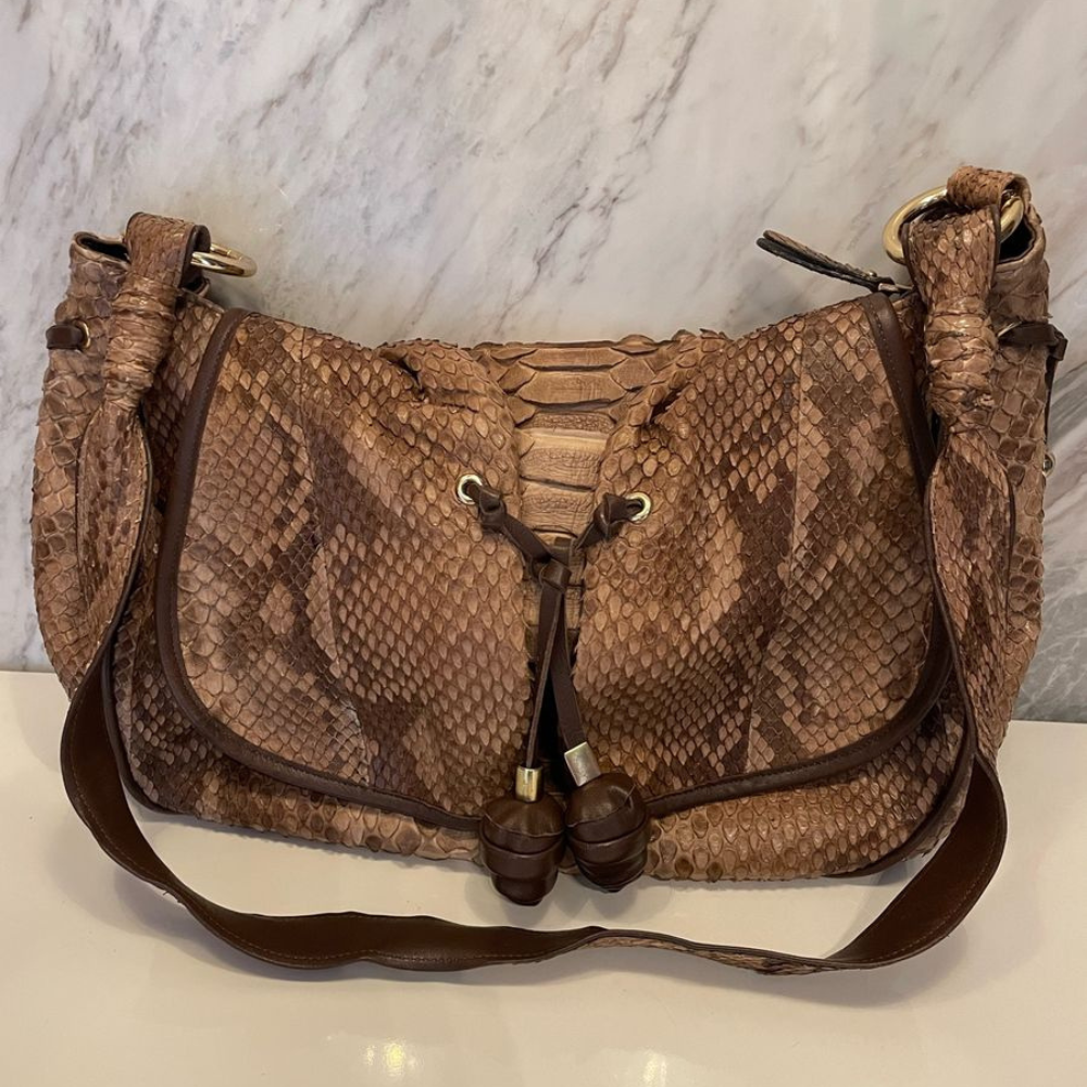 Bolsa De Couro Genuíno Python Da Marca Lis Simon - Tem Que Ter Bazar - Tem Que Ter Bazar