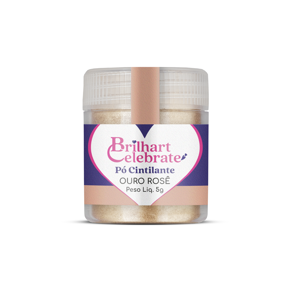 Pó Decorativo Metálico 5g - Ouro Rosê - Brilhart Celebrate