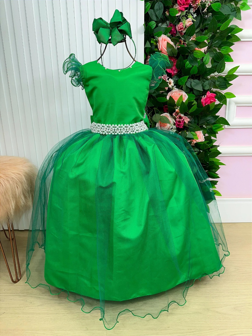 Vestido Marie Longo Amanda Verde Bandeira - aquarella kids