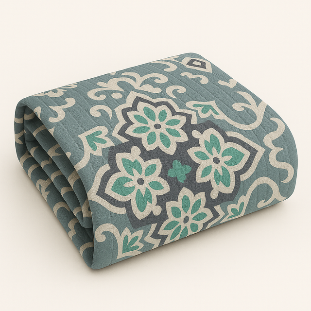 Colcha Cobre Leito Solteiro 200 Fios Premium Luxo - Verde Floral ...