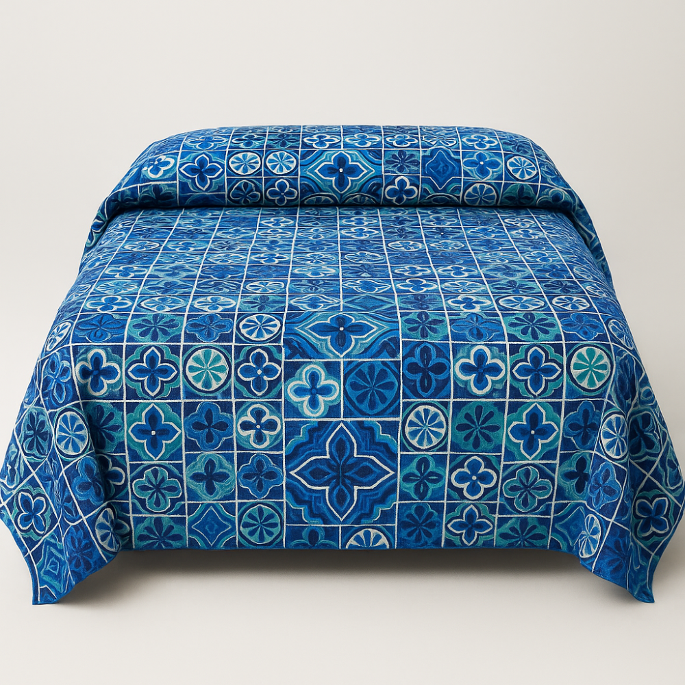 Colcha Queen 100% Algodão Piquet Estampado Avulsa Conforto - I - Callandra