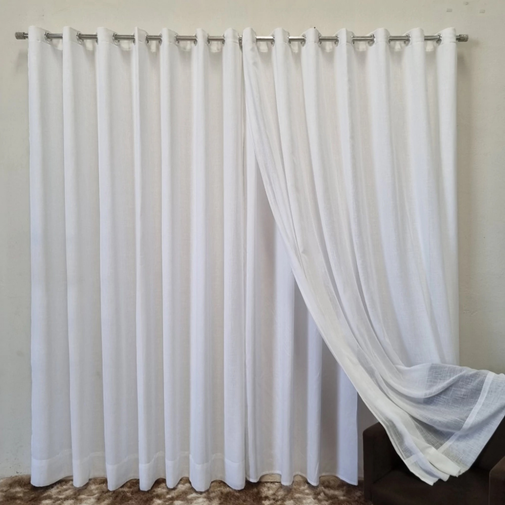 Cortina Para Sala Quarto Janela 3 Metros 4,20m x 2,70m - Branco - Callandra