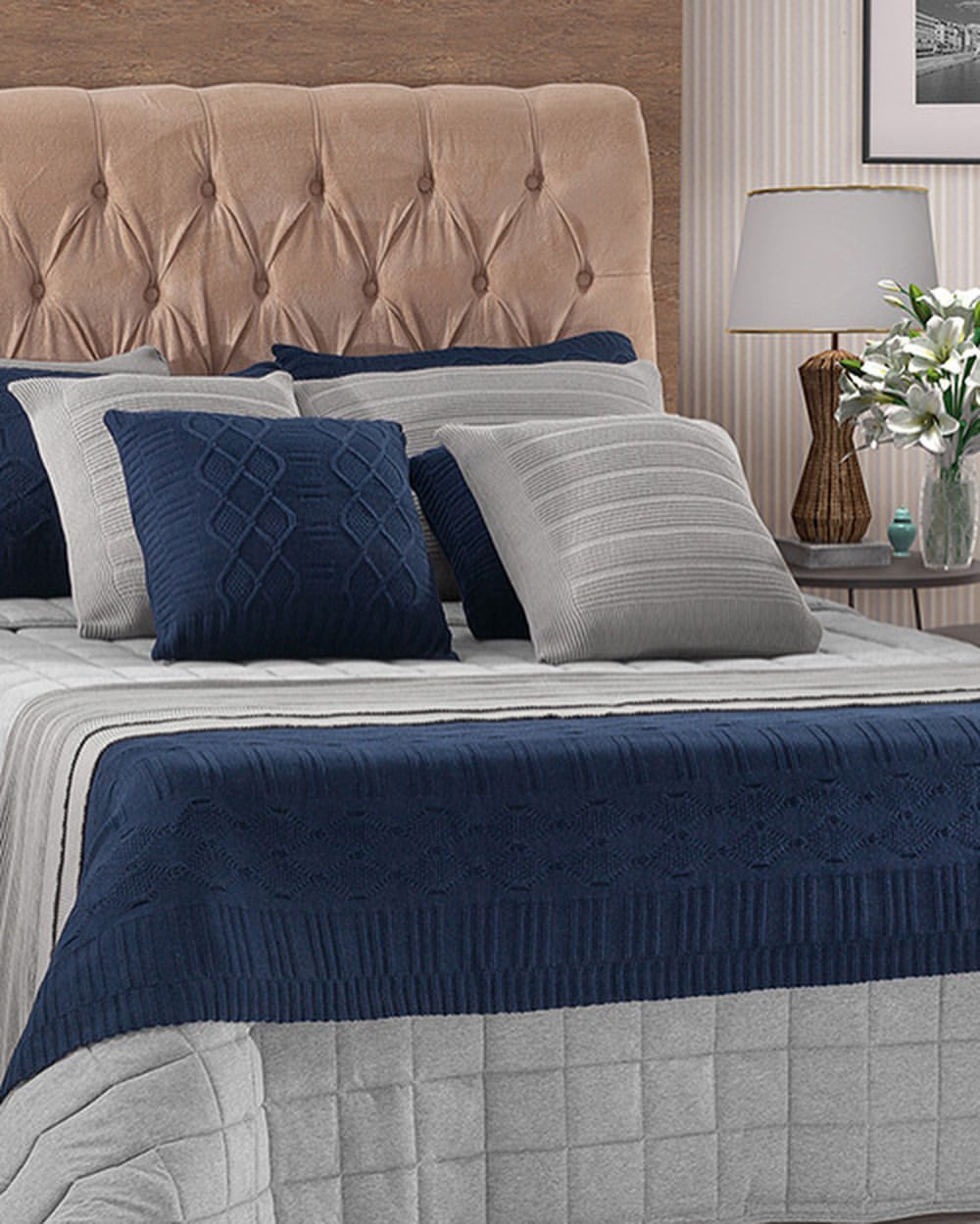 Peseira King De Tricot Luxo 2,30 x 60 Steel - Callandra